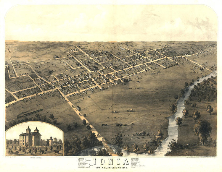 Historic Map - Ionia, MI - 1868 | World Maps Online