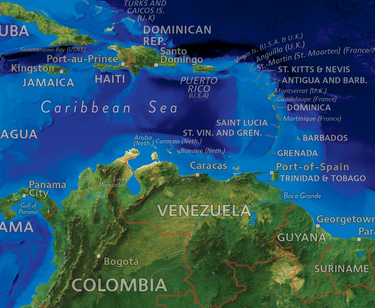World Satellite Image Map - Topography & Bathymetry | World Maps Online