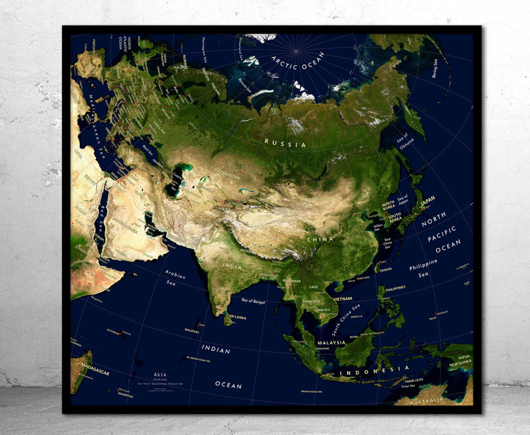 Asia Physical Satellite Image Map | World Maps Online