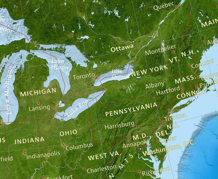 United States Enhanced Physical Satellite Image Map | World Maps Online