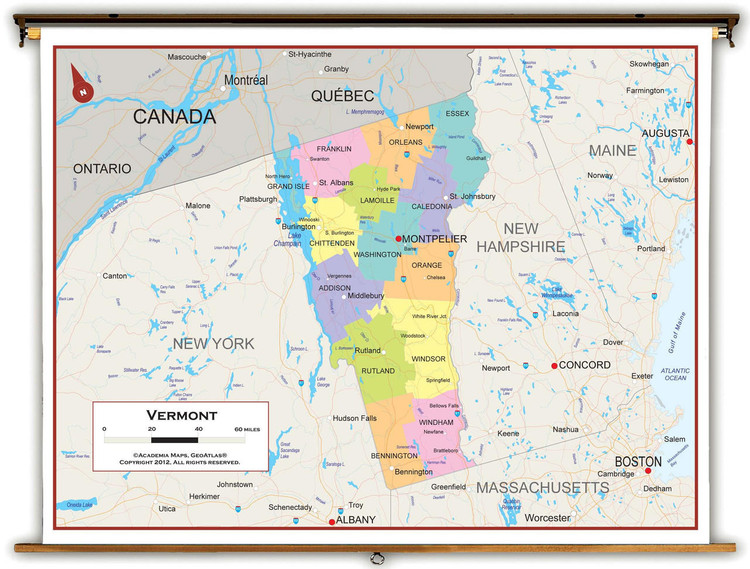 Vermont Political Pull-Down Map | World Maps Online