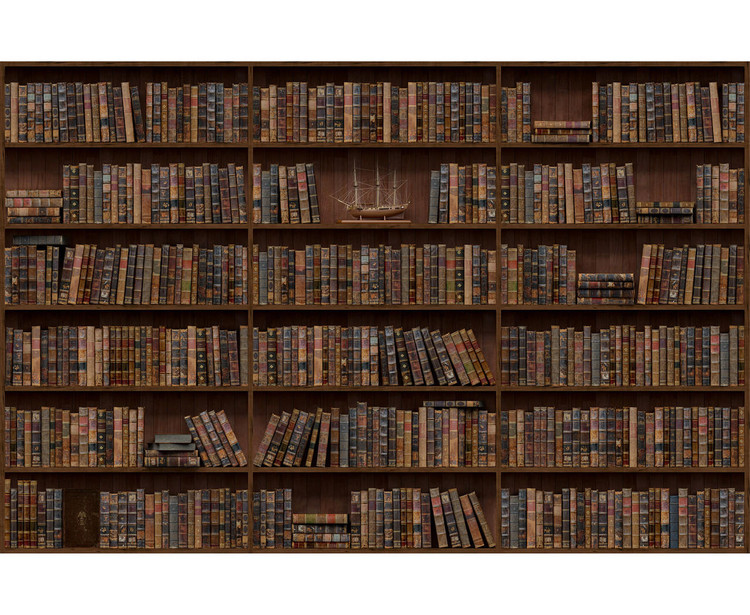 Classic Library Study Bookcase Wallpaper Backdrop | World Maps Online