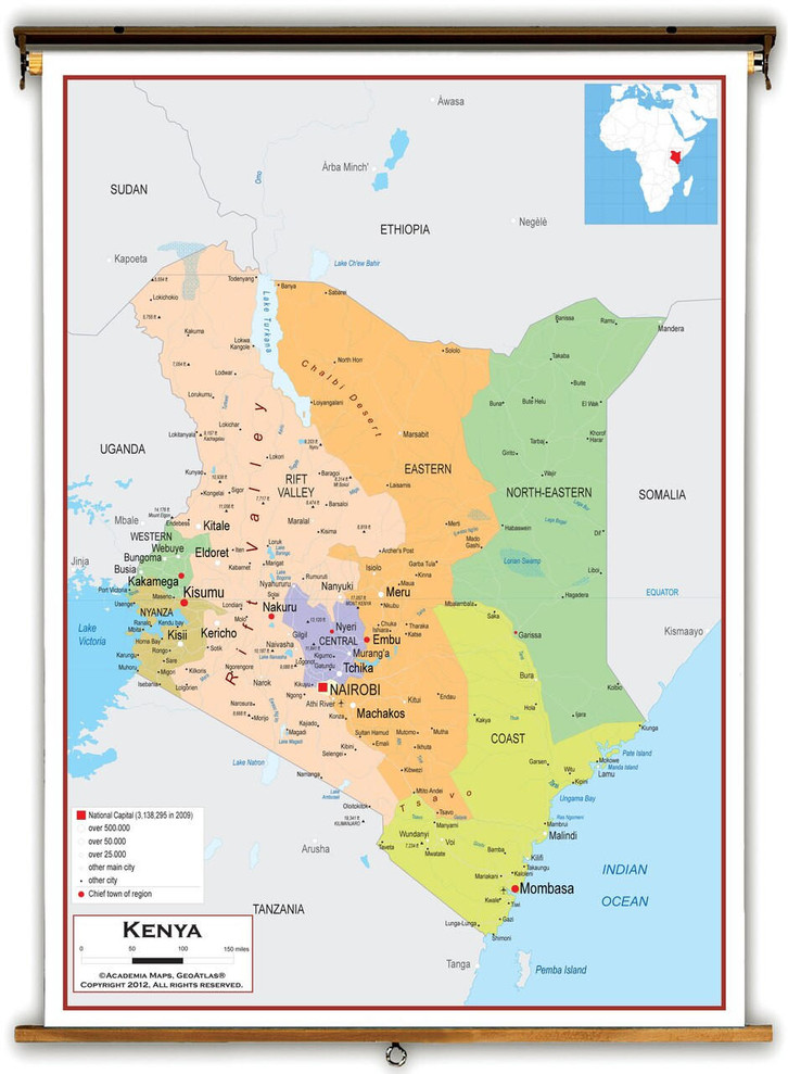 Kenya Political Educational Map from Academia Maps | World Maps Online