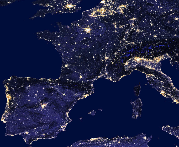 Dark Earth at Night NASA City Lights World Wall Map | World Maps Online