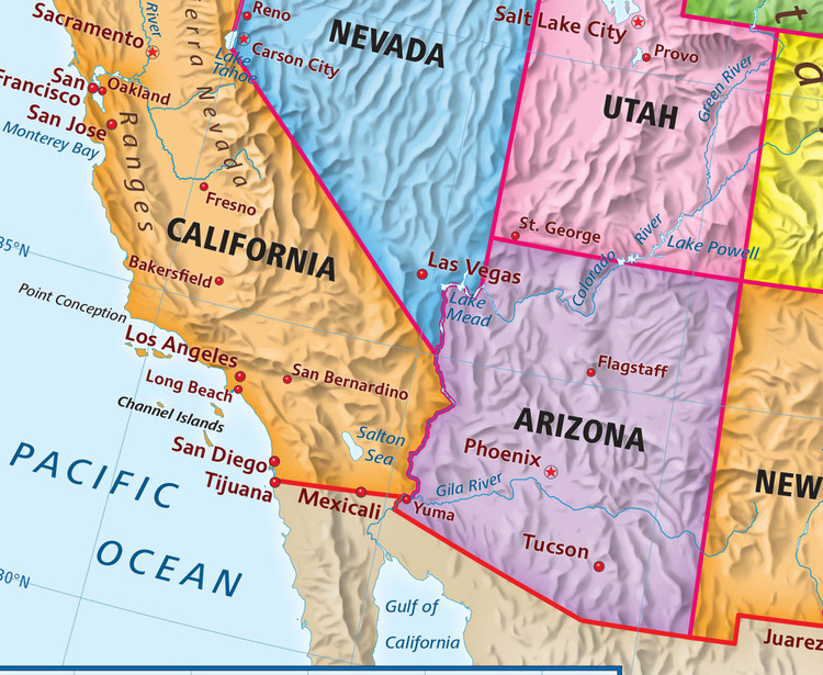 U.S. Primary Learning Political Classroom Wall Map | World Maps Online