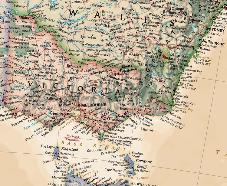 National Geographic Australia Executive Political Wall Map | World Maps ...