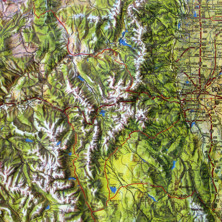 Colorado Satellite Raised Relief Map | World Maps Online