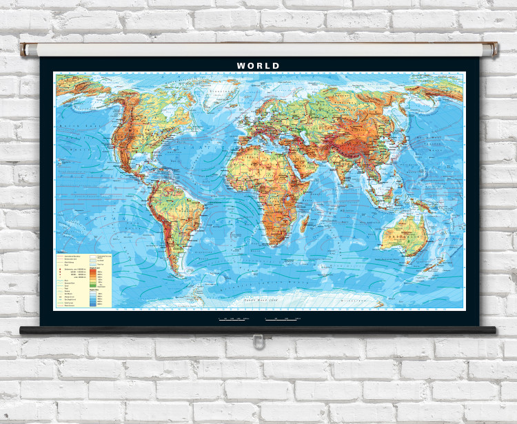 Advanced World Compact Physical Map on Spring Roller - from Klett ...
