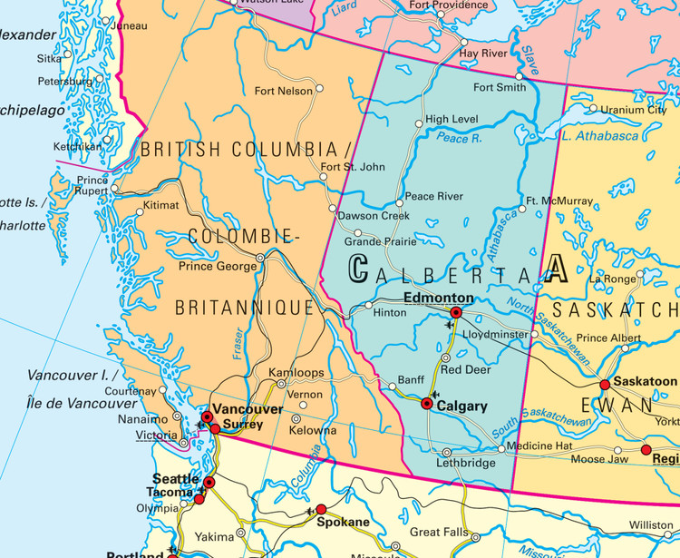 Canada & World Political Map Combo Set on Spring Roller - by Klett ...