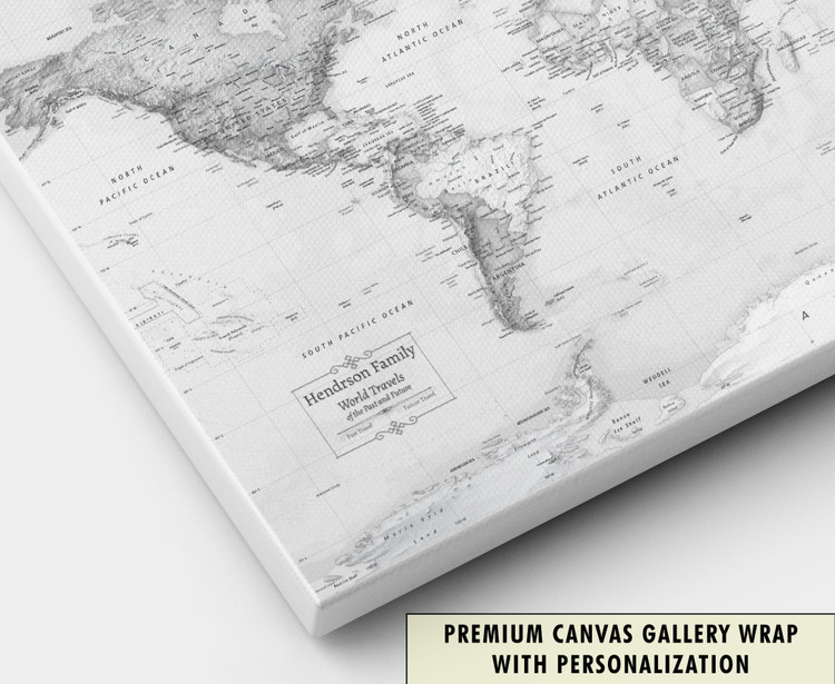 Personalized World Map - Grayscale Political Map | World Maps Online