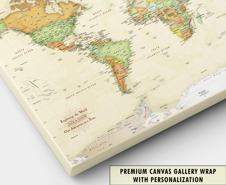 Personalized World Map - Antique Oceans Political | World Maps Online