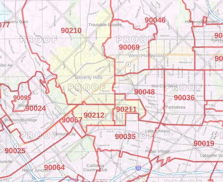 USA Custom Area Zip Code Wall Maps