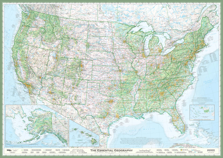 Essential Geography of the United States Wall Map Mural | World Maps Online