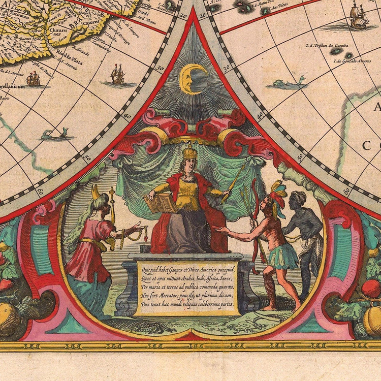 Historical World Map Print - 1630 by Henricus Hondius | World Maps Online
