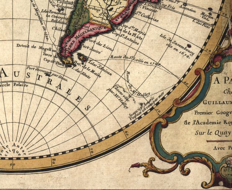 Historical Map Print - World - 1720 by Guillaume de L'Isle | World Maps ...
