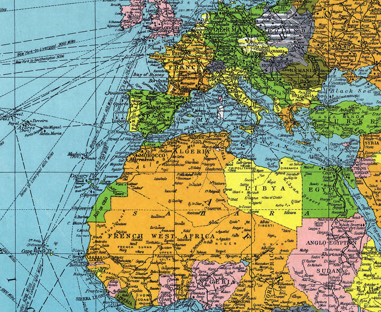 Vintage Map Print - World - 1942 | World Maps Online