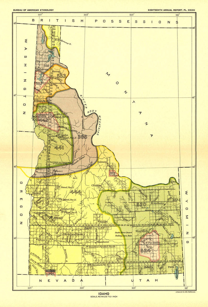Historical Map of Idaho - Indian Lands - 1896 | World Maps Online