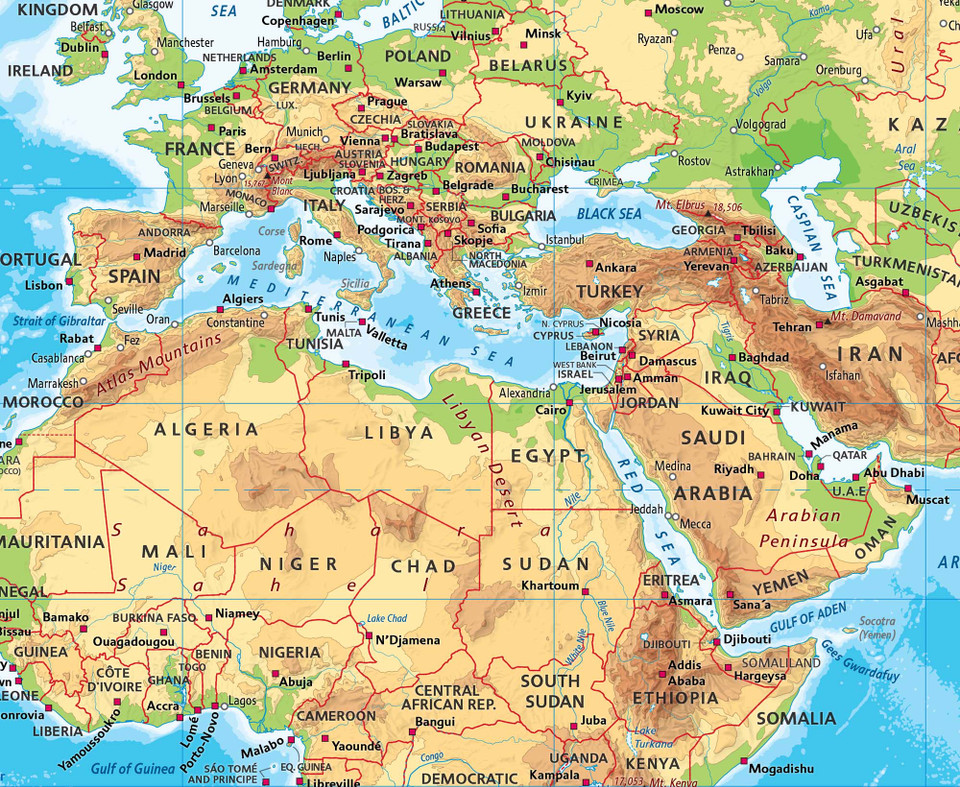 Intermediate US & World Physical Pull-Down Map Set Legend