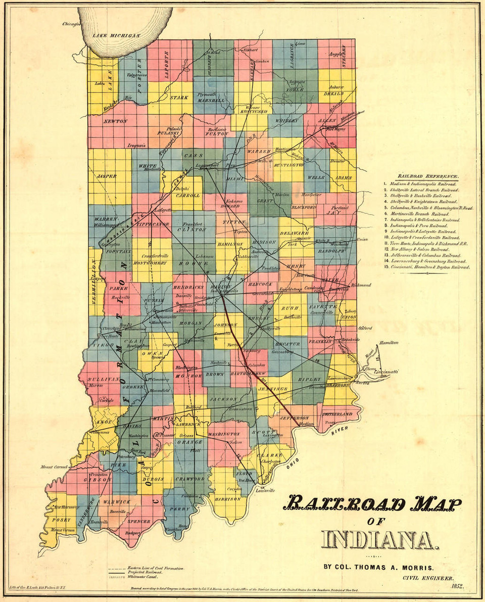 Historic Railroad Map of Indiana - 1850 | World Maps Online