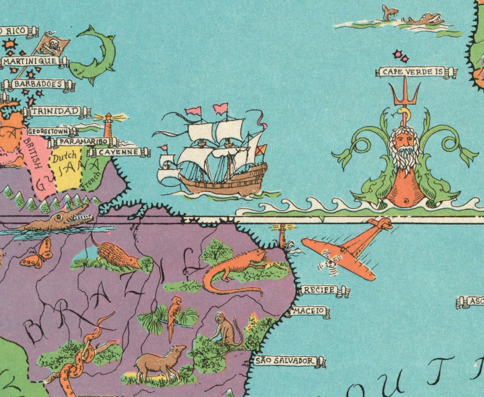 Vintage World Map - 1931 - Old Pictorial World Map Print | World Maps ...