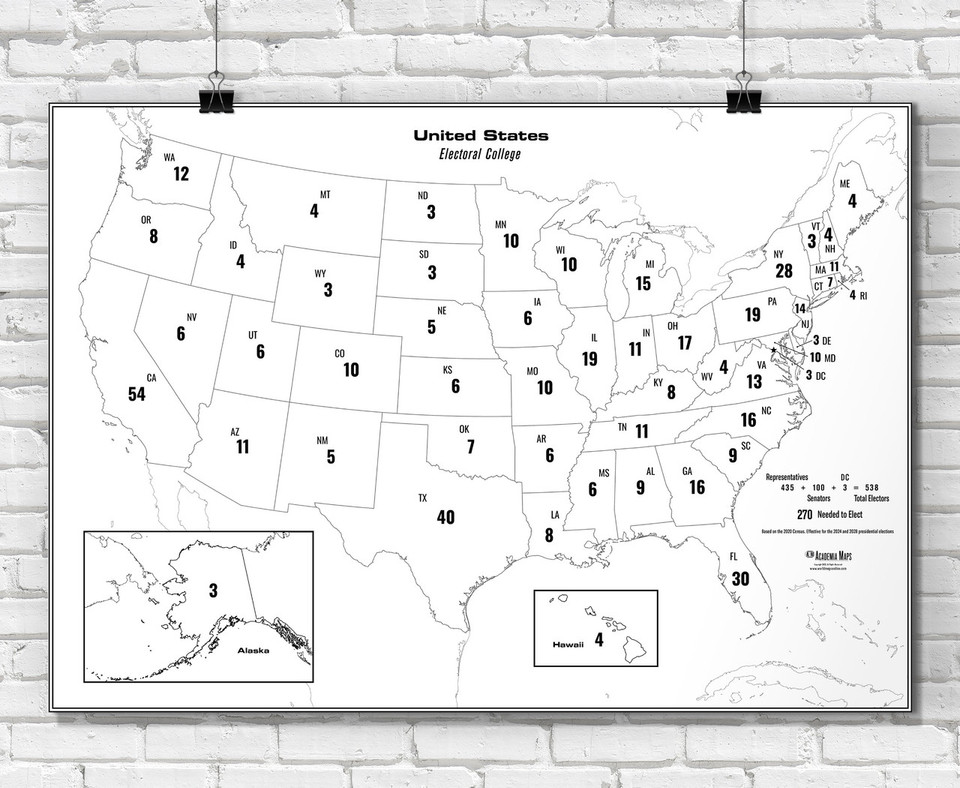 United States Electoral College Spring Roller Map - U.S. 2024 & 2028 ...