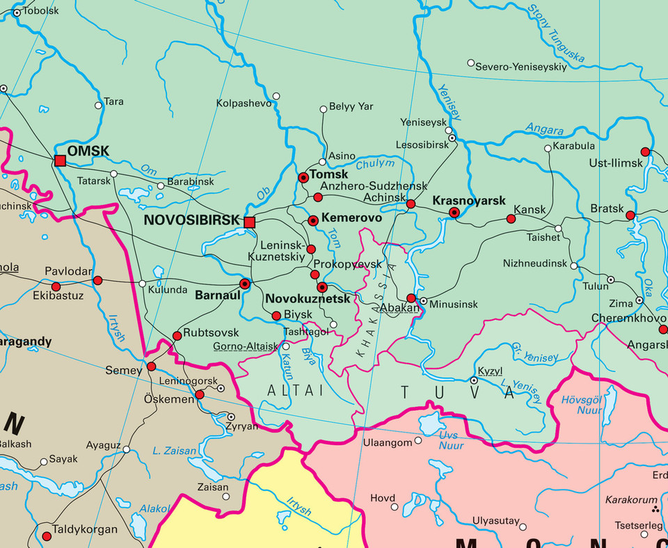Russia & Neighboring Countries Laminated Political Map on Wood Rods By ...