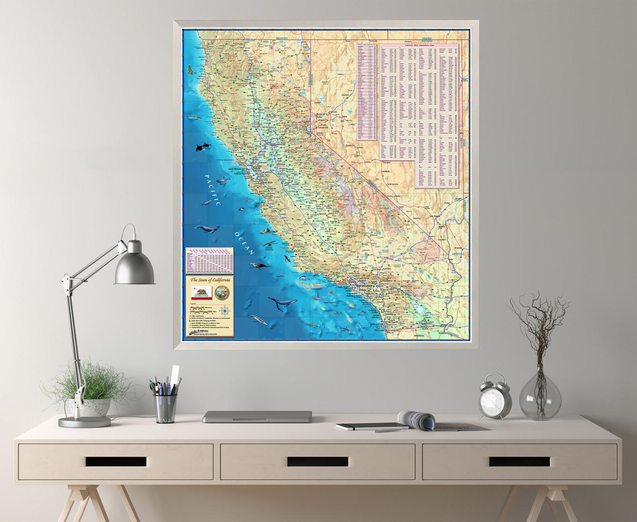 California Illustrated Wall Map from Compart | World Maps Online