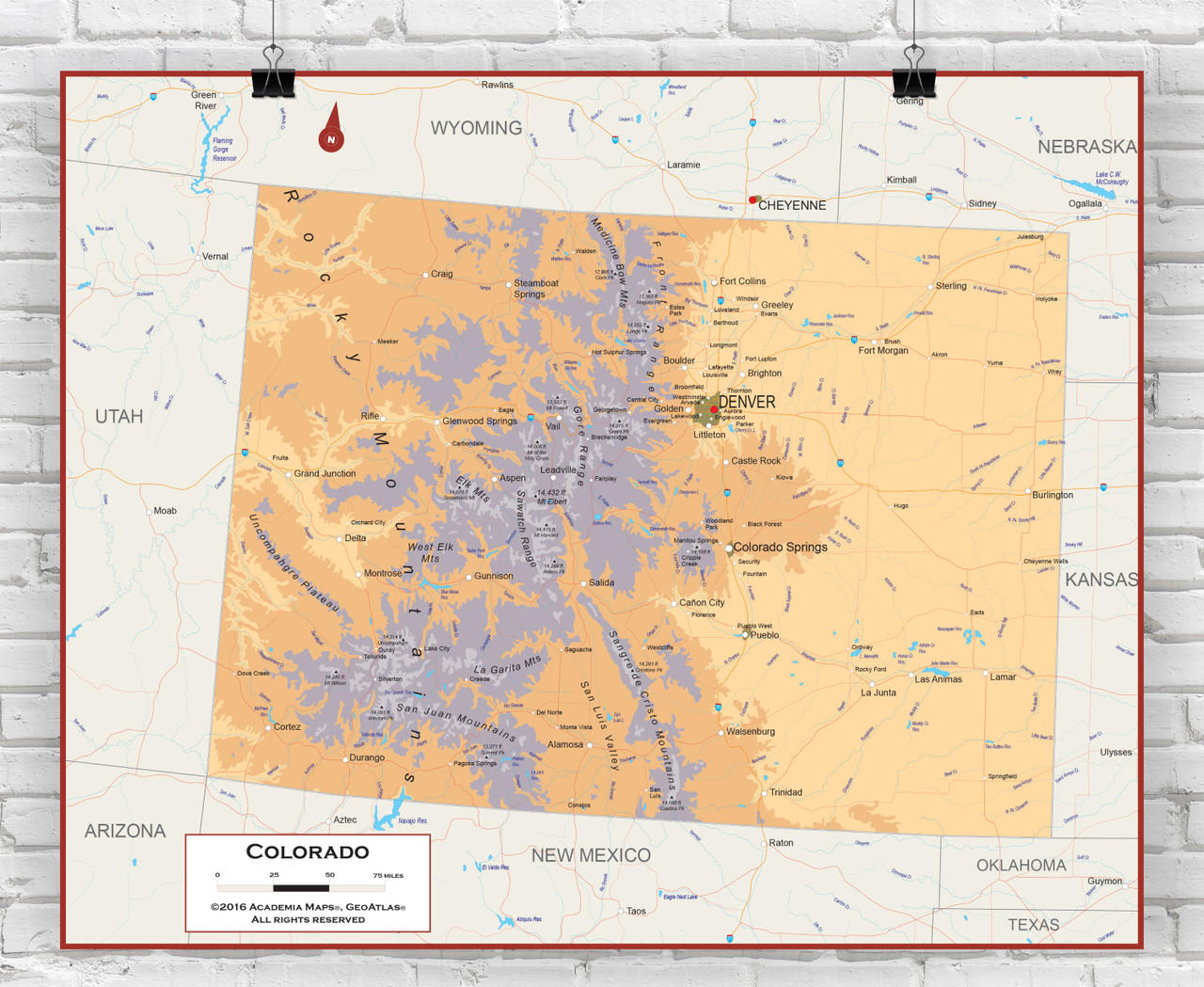 Colorado Wall Map - Physical | World Maps Online