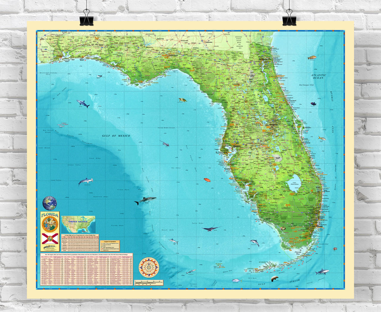 Florida Illustrated Wall Map from Compart | World Maps Online