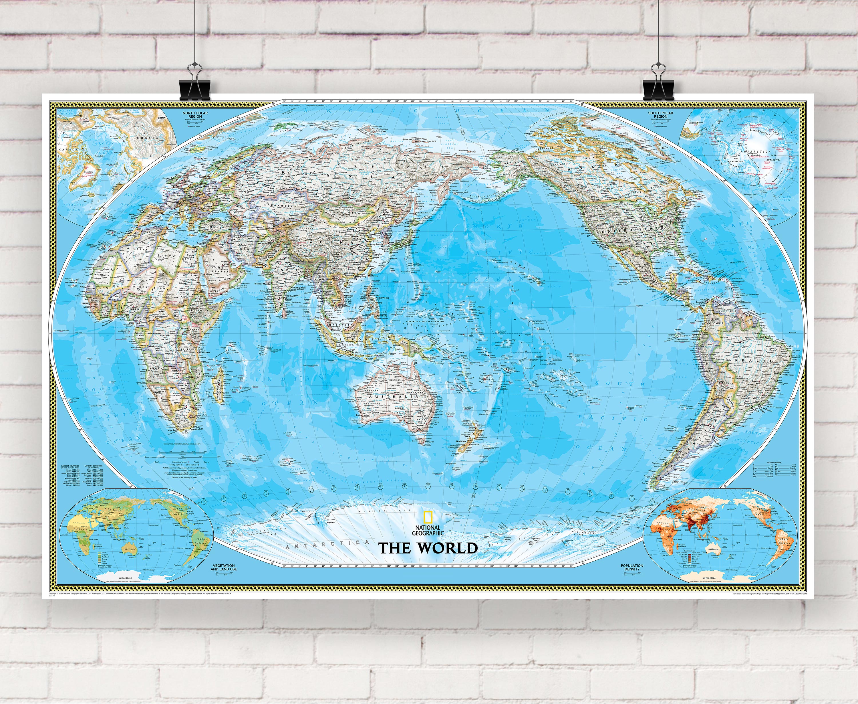 National Geographic World Classic Pacific Centered Wall Map | World ...