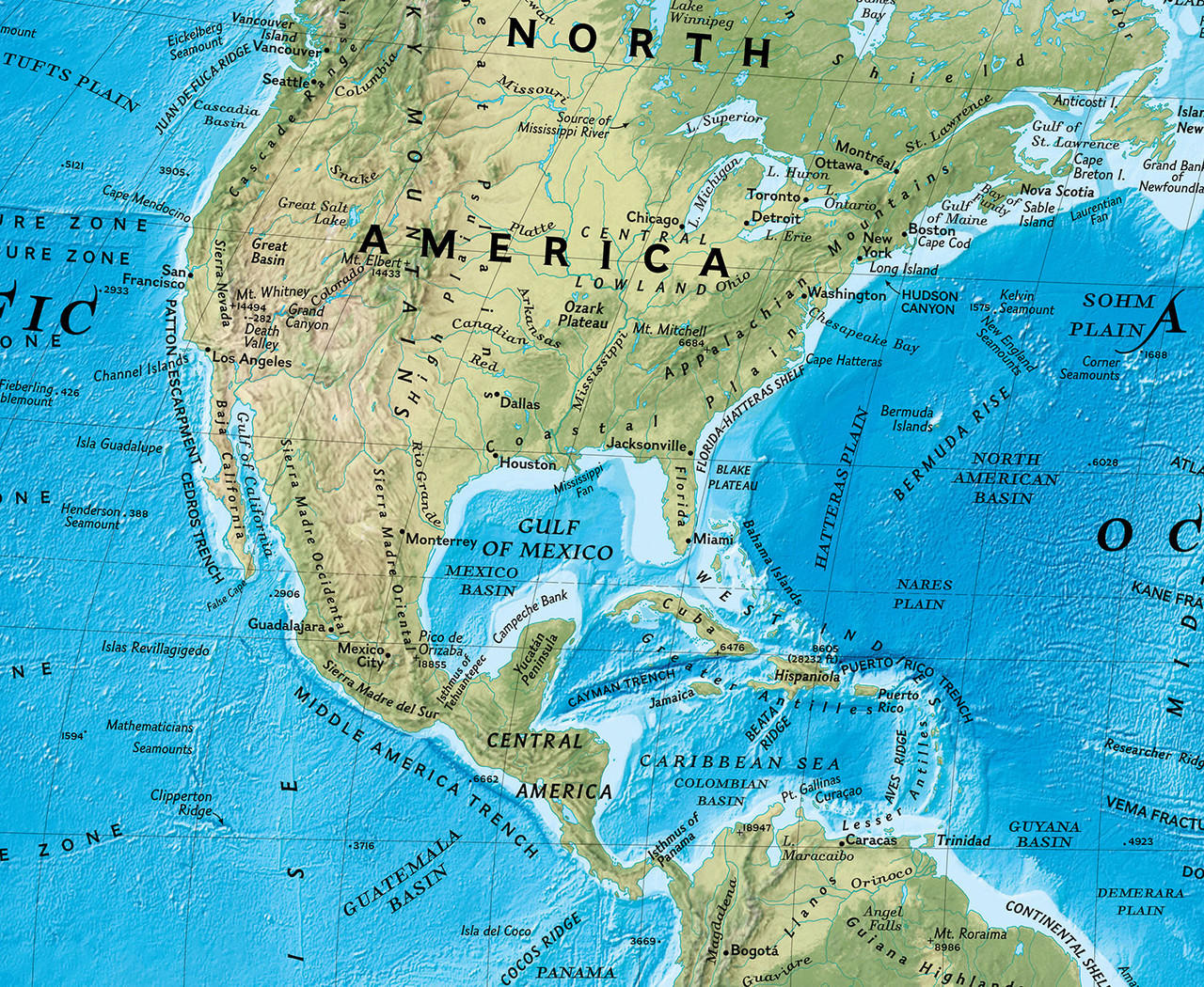 Physical Map Of World