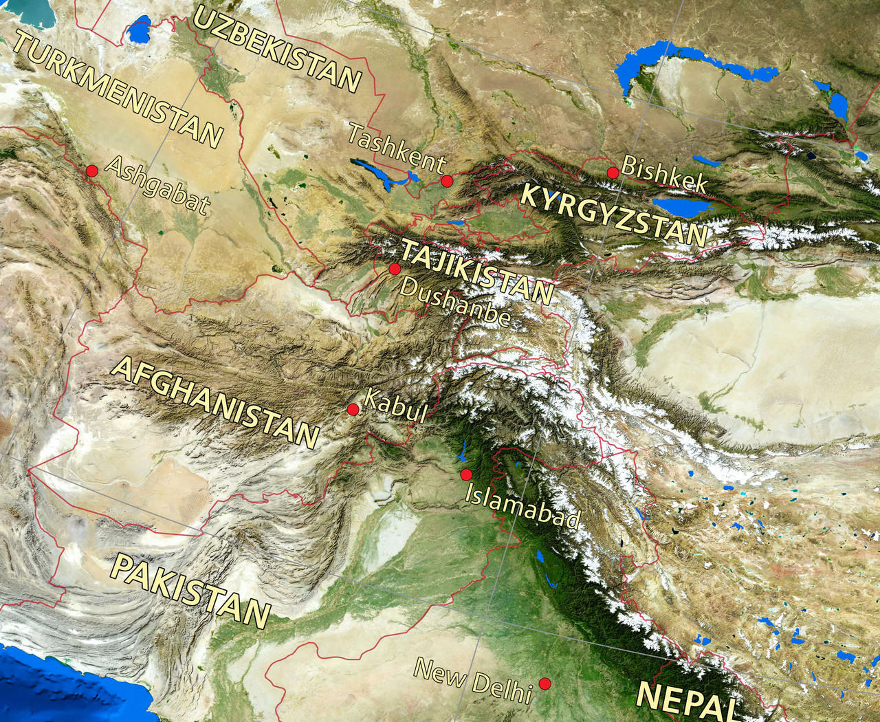 Hindu Kush Mountains World Map