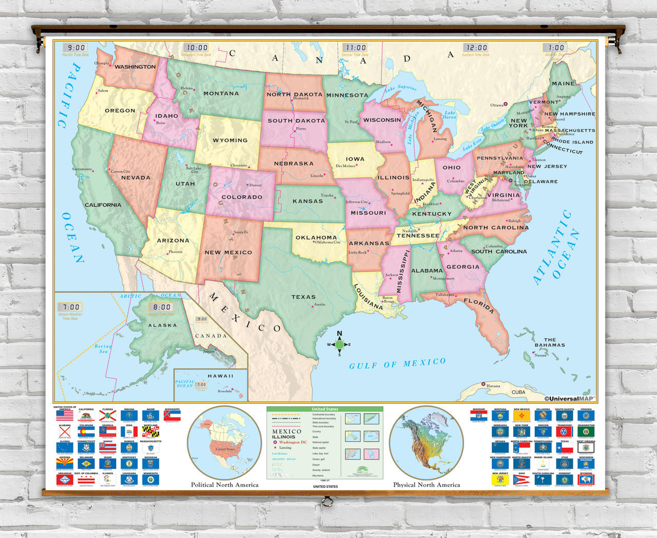 Beginner U.S. Map on Spring Roller from Kappa Maps | World Maps Online