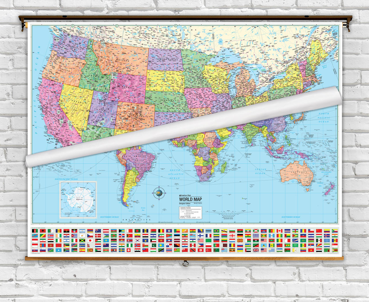 Advanced U.S. & World Political Combo from Kappa Maps | World Maps Online