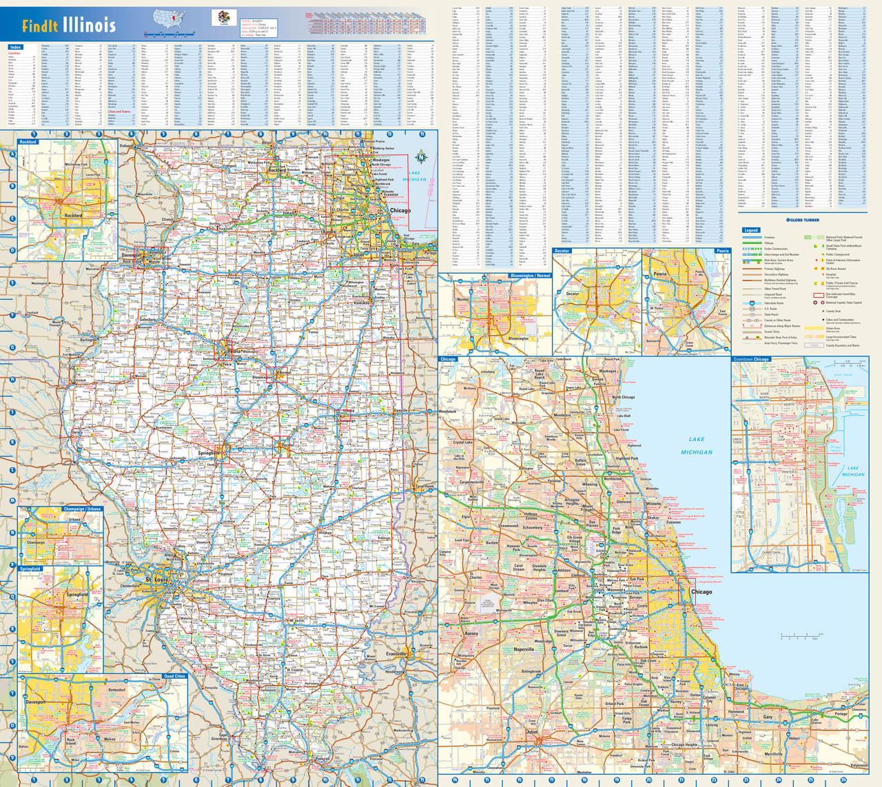 Illinois Reference Wall Map | World Maps Online