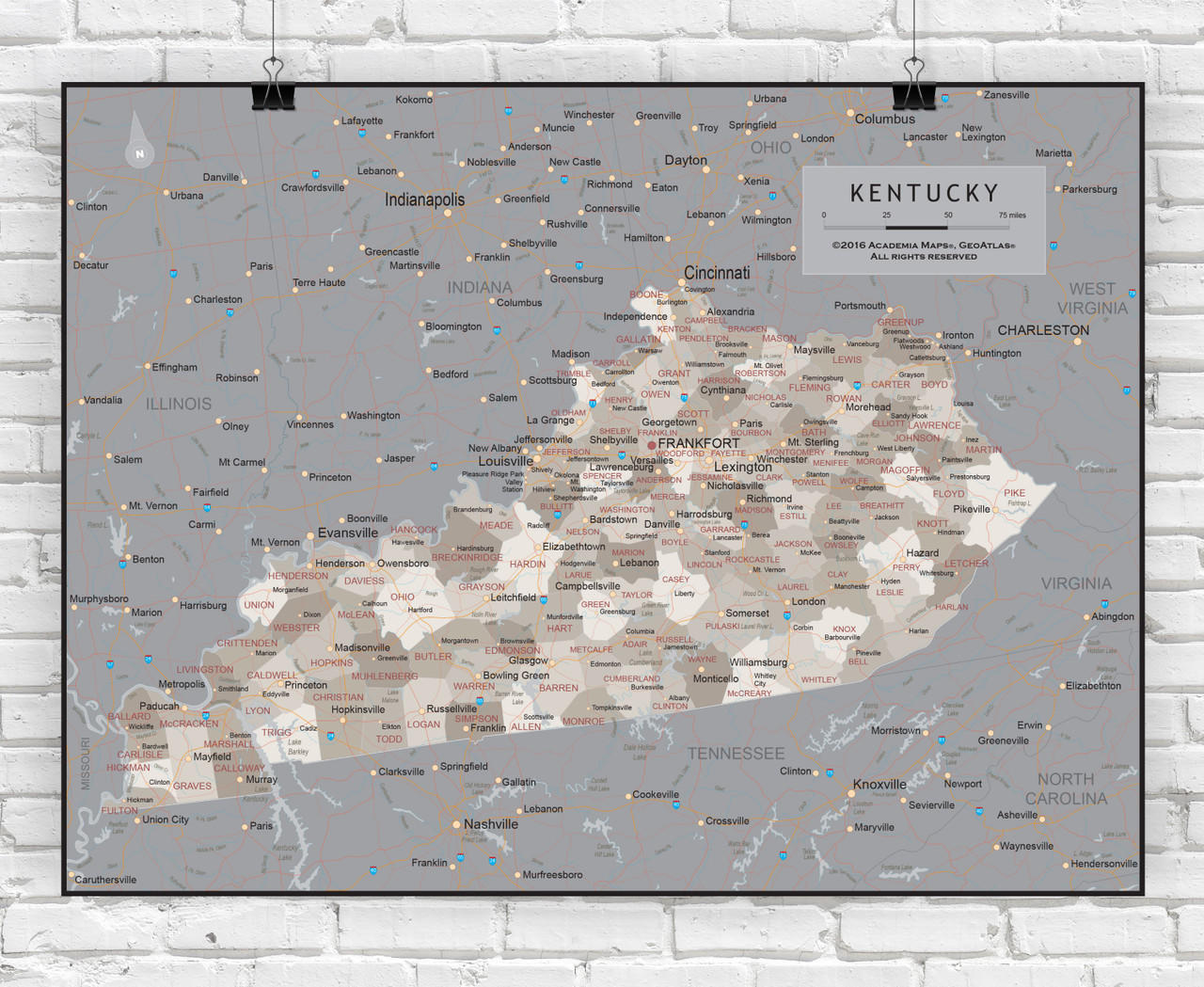 Kentucky Wall Map - Executive | World Maps Online