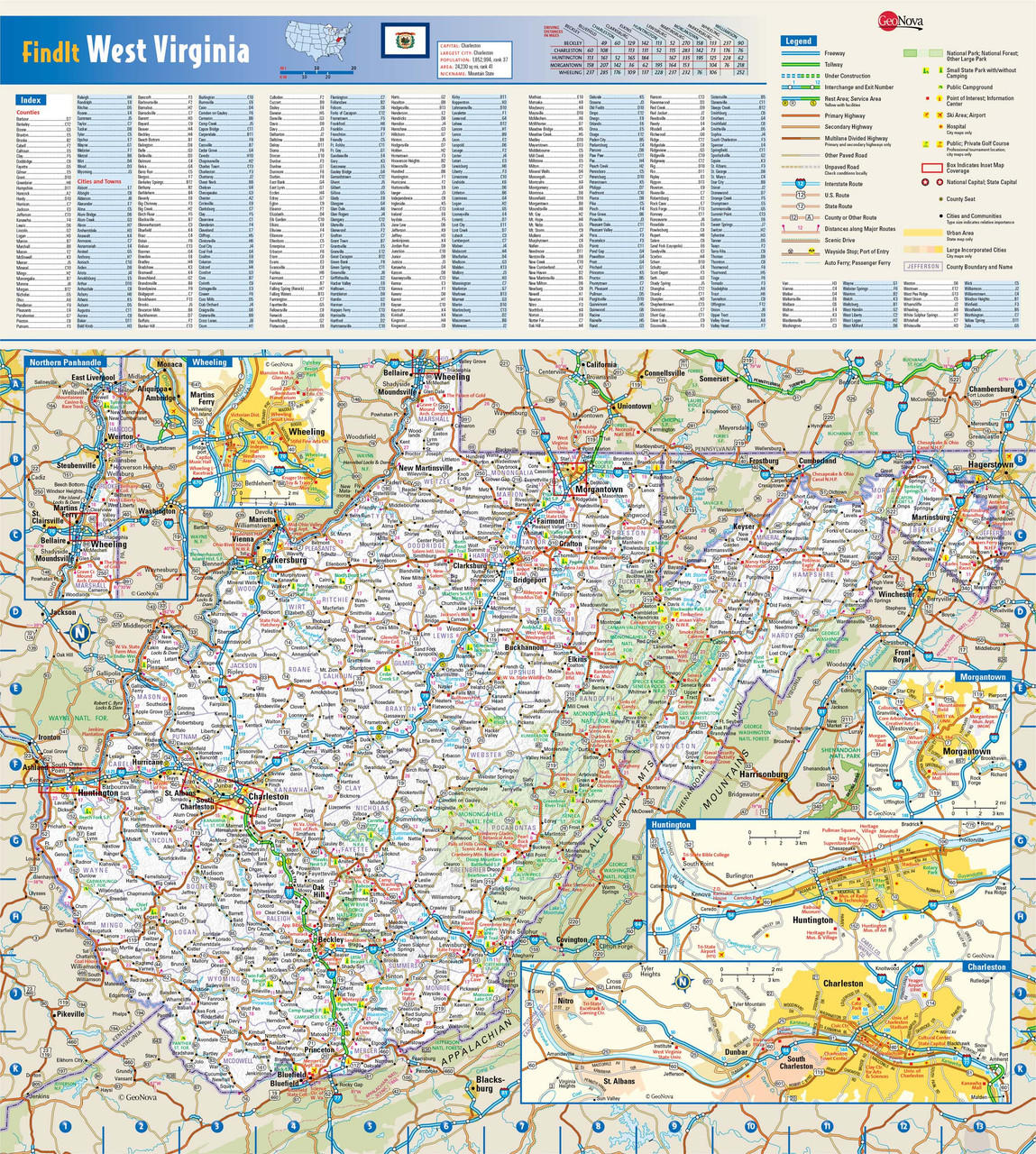 West Virginia Reference Wall Map | World Maps Online