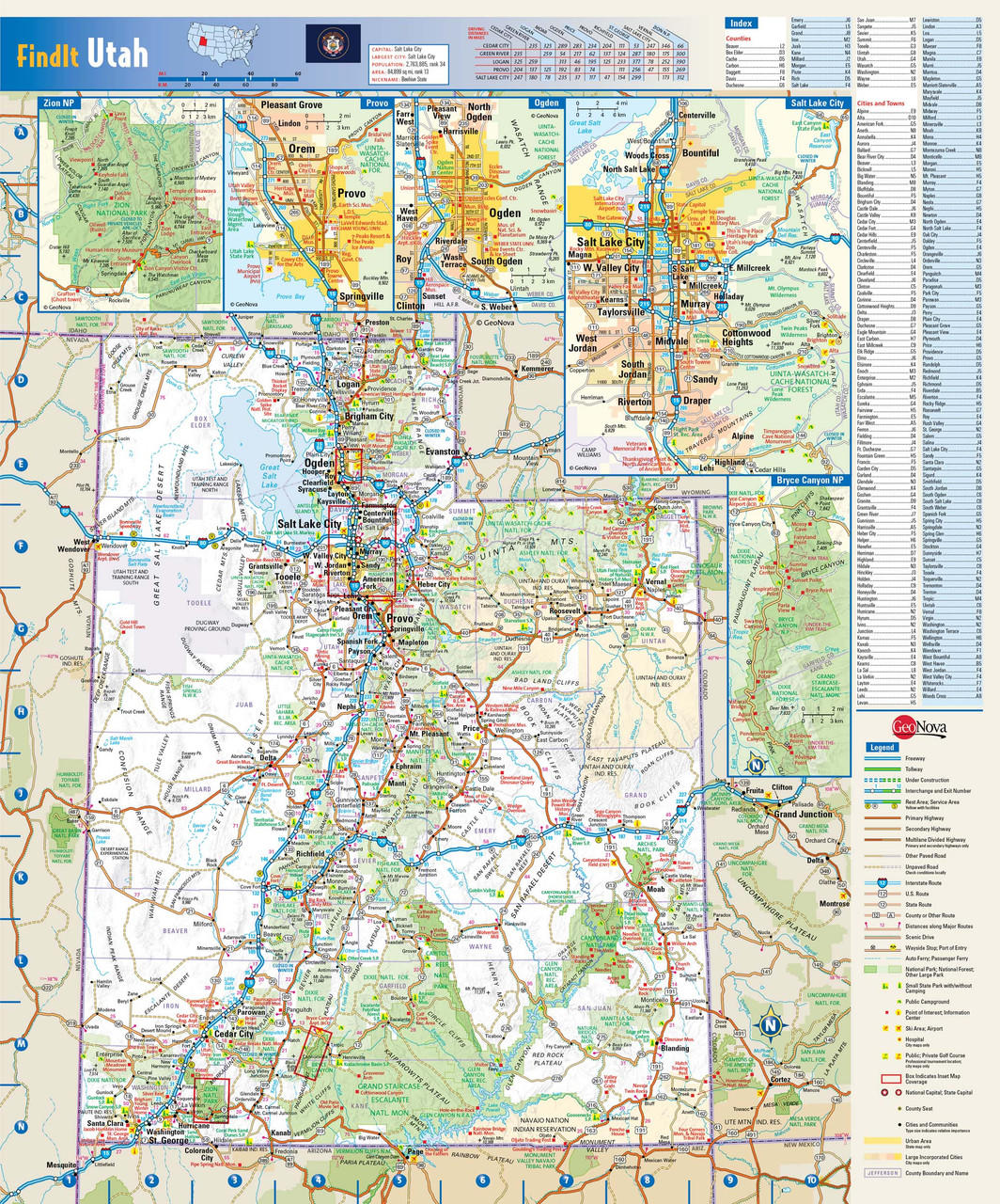 Utah Reference Wall Map | World Maps Online