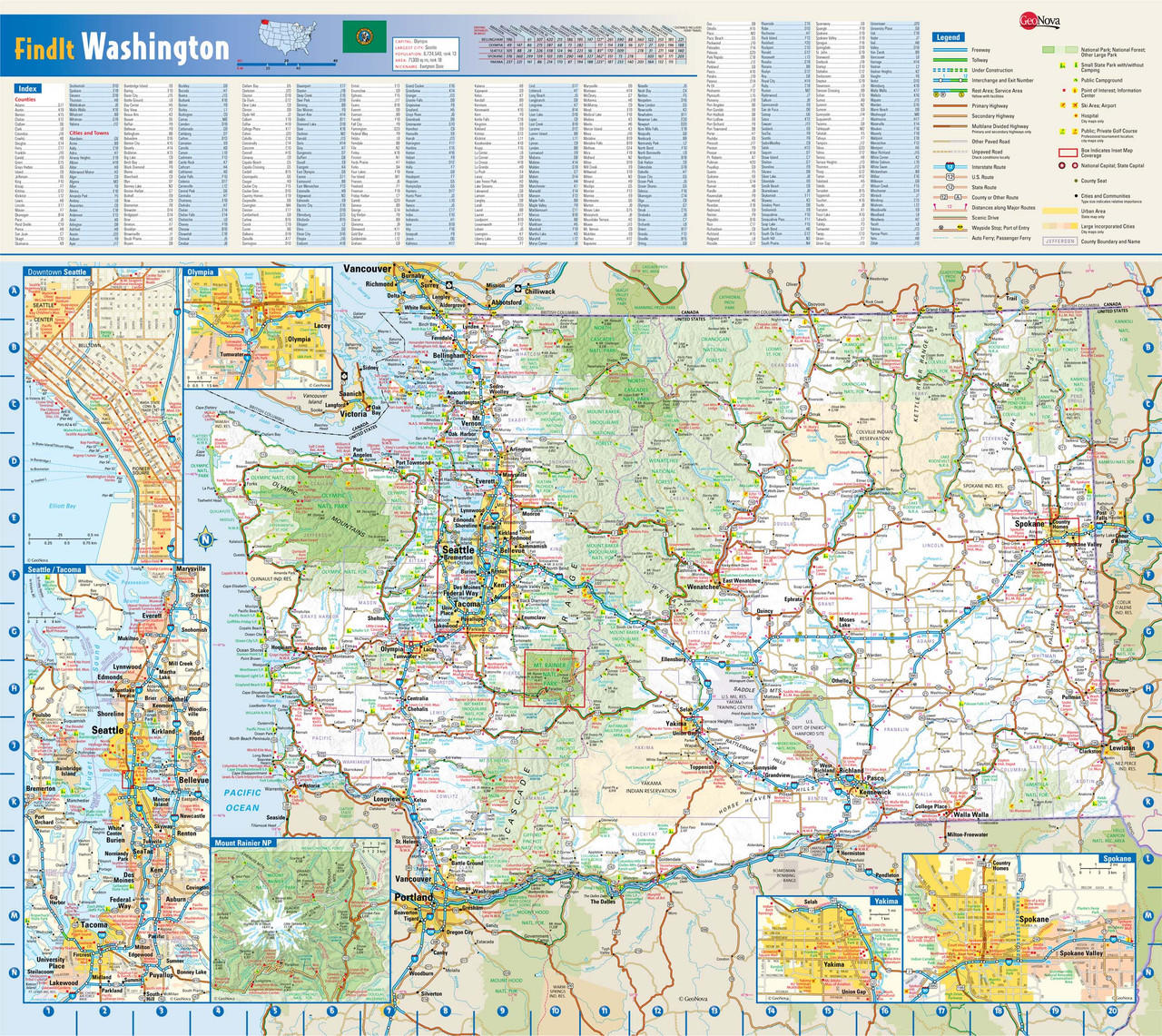 Washington State Reference Wall Map | World Maps Online