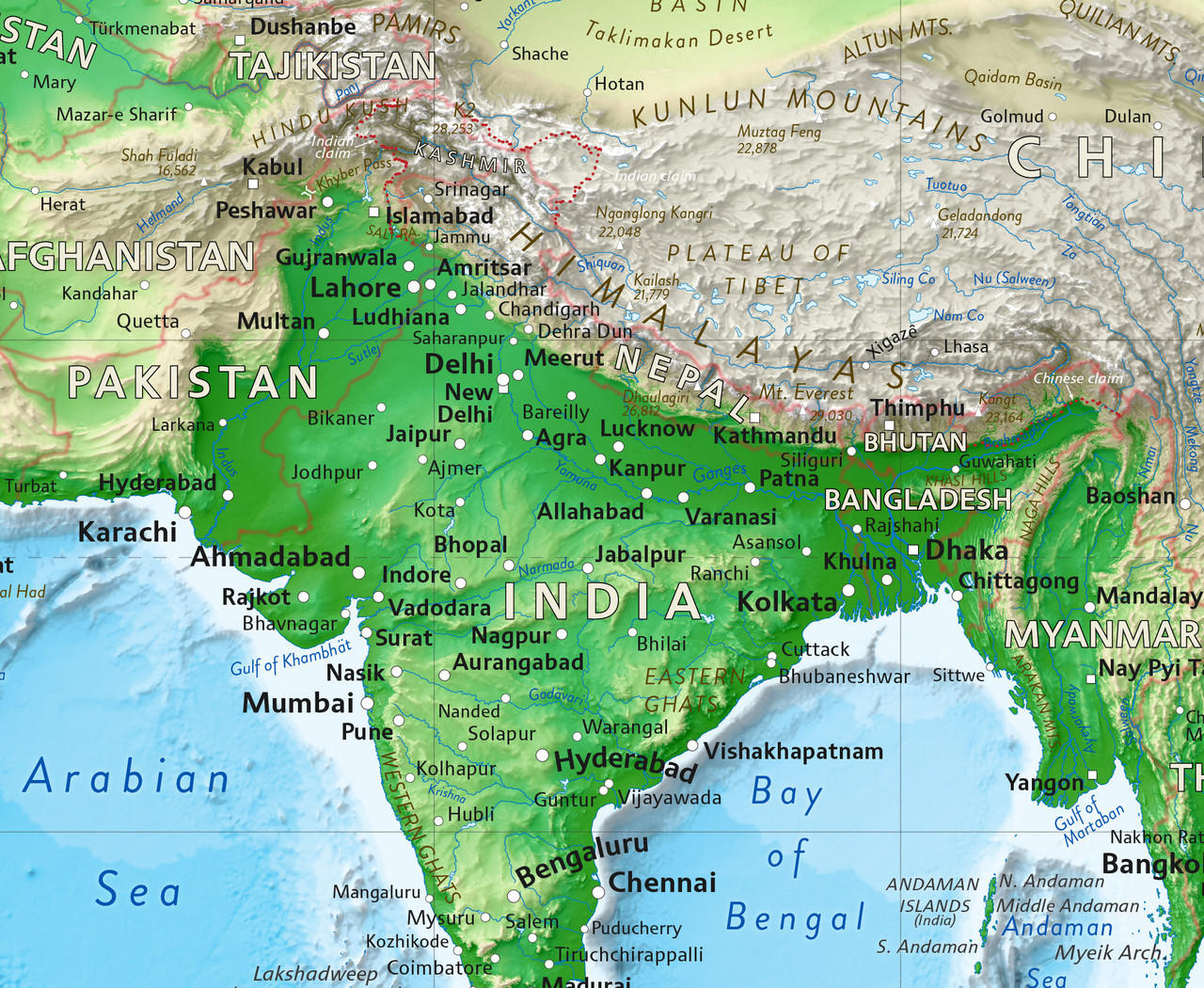 Physical Geography Map Of The World