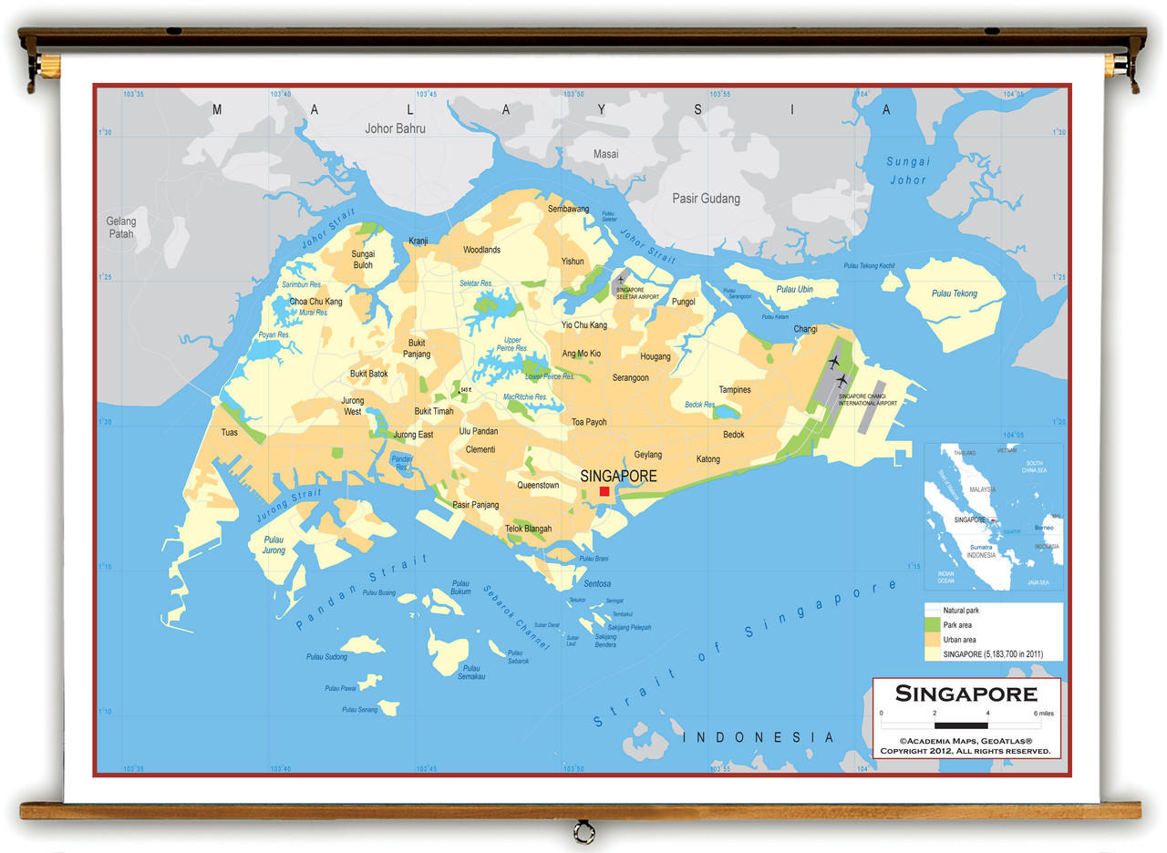 Physical Map Of Singapore Physical Location Map Of Singapore