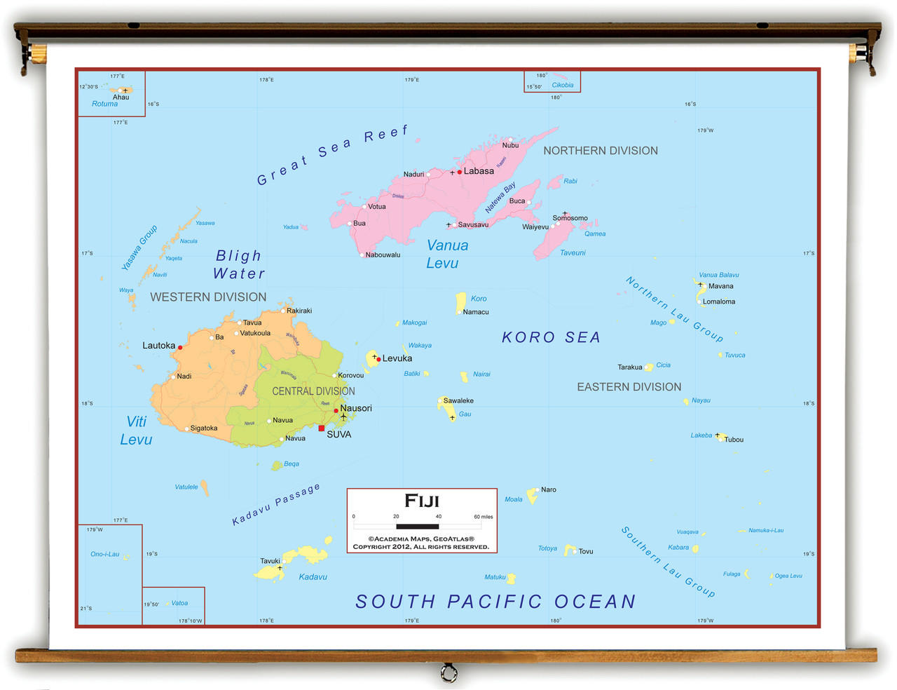 Fiji Political Educational Map from Academia Maps | World Maps Online
