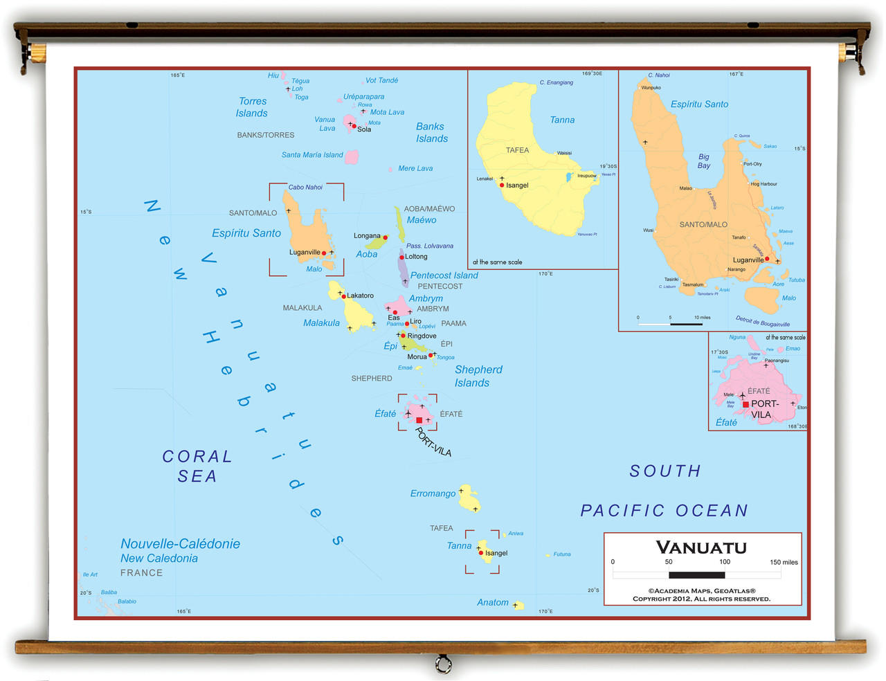 Vanuatu Political Educational Map from Academia Maps | World Maps Online