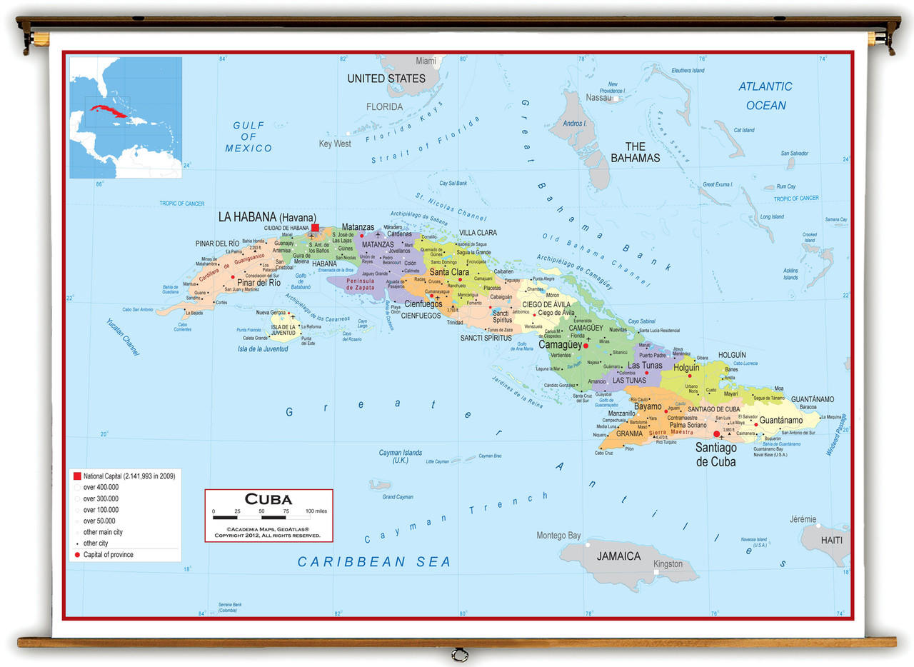 Cuba Political Educational Wall Map from Academia Maps | World Maps Online