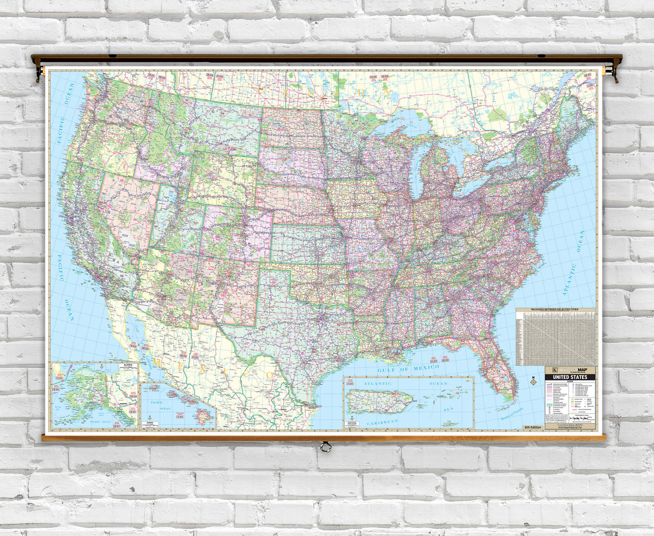 Enlarged U.S. Political Map on Spring Roller from Kappa Maps | World ...