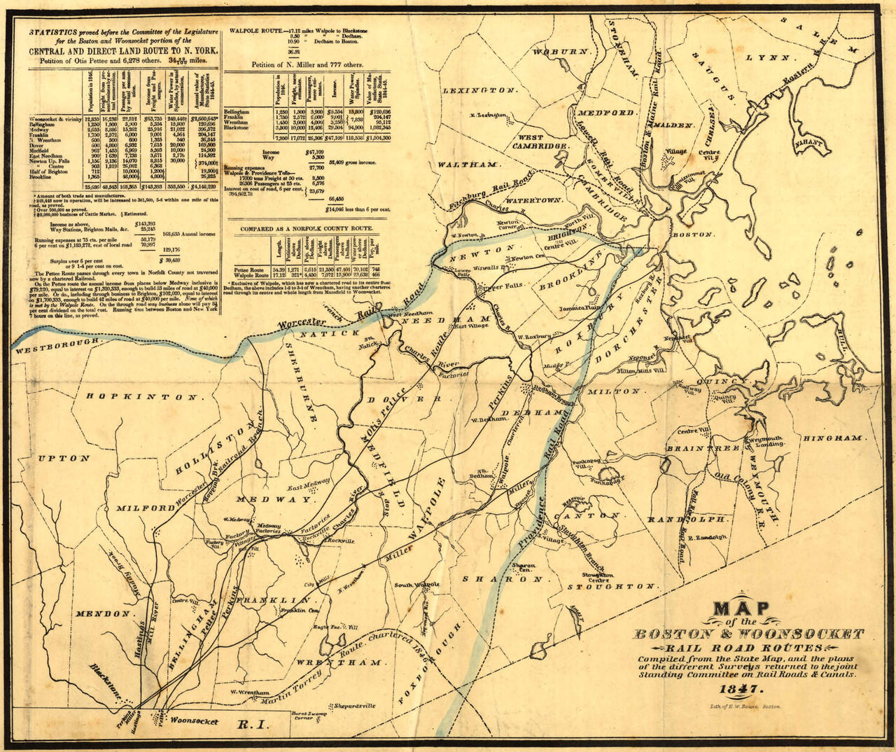 Historic Railroad Map of Massachusetts - 1847 | World Maps Online