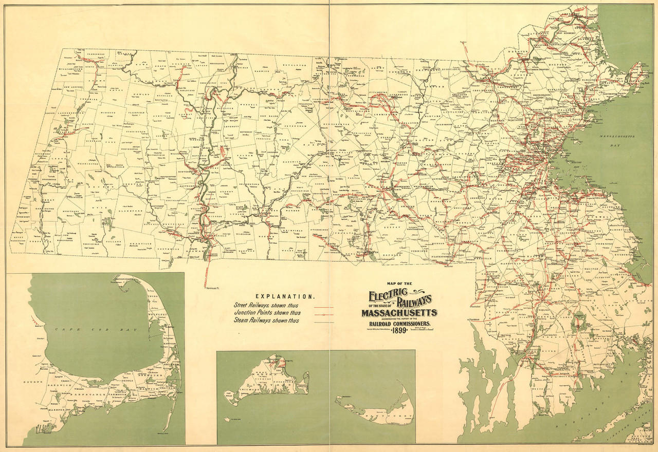 Historic Railroad Map of Massachusetts - 1899 | World Maps Online