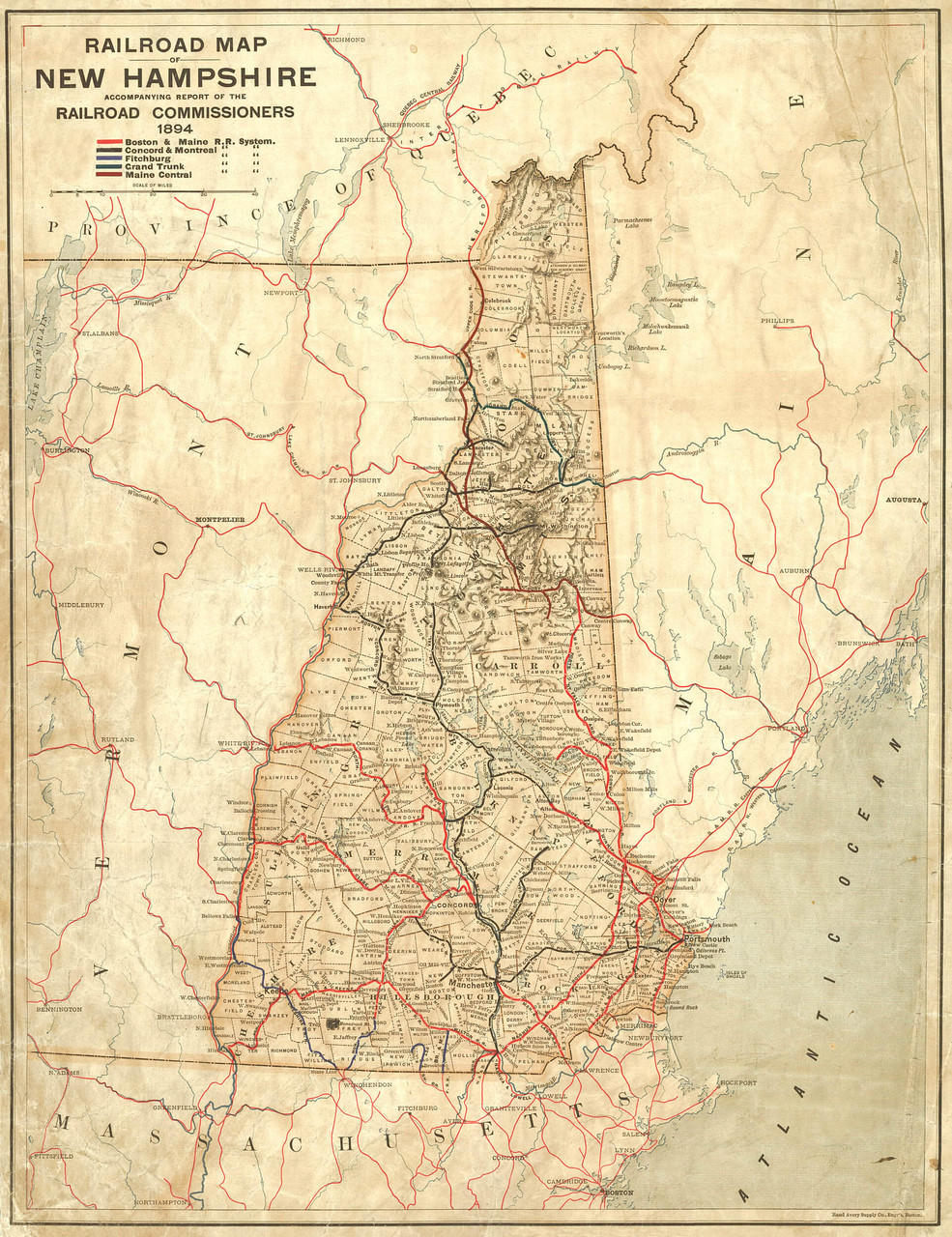 Historic Railroad Map of New Hampshire - 1894 | World Maps Online