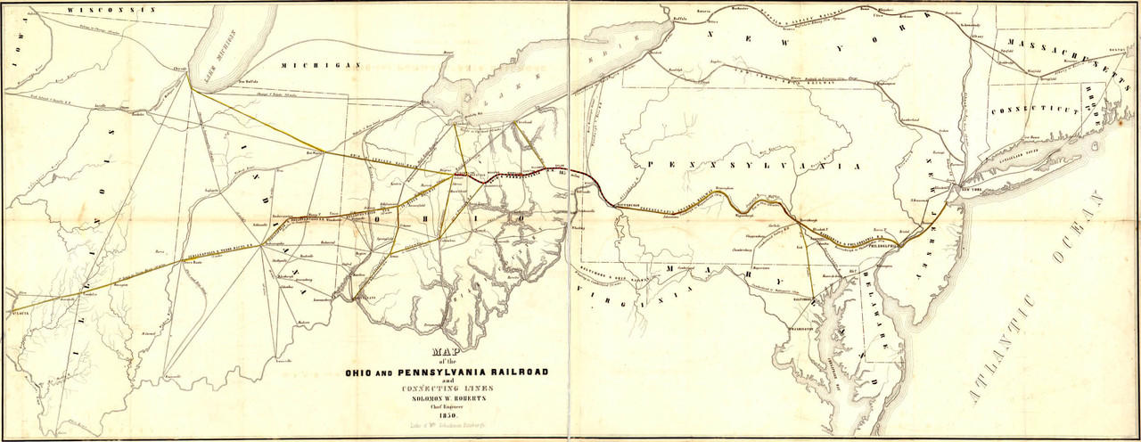 Historic Railroad Map of Ohio & Pennsylvania - 1850 | World Maps Online