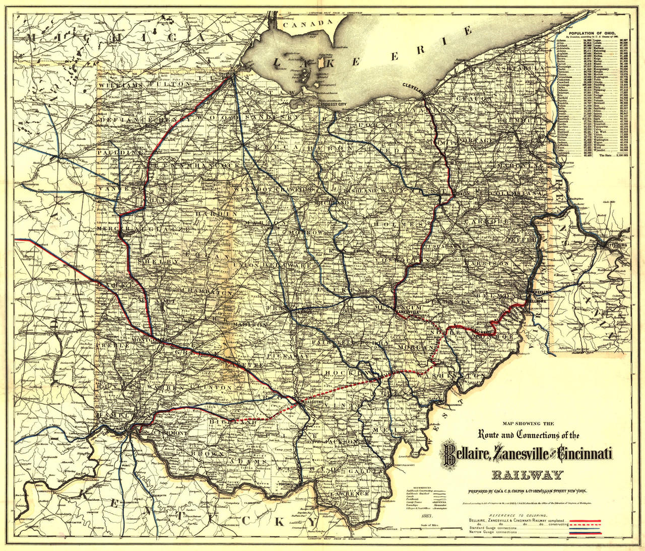Historic Railroad Map of Ohio - 1883 | World Maps Online